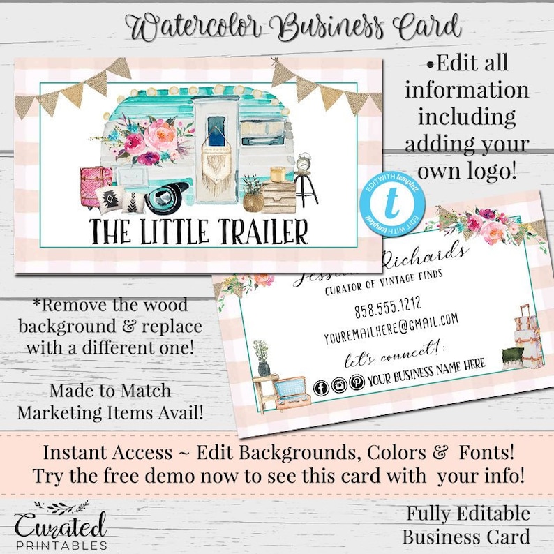Trailer Business Card DIY Business Cardcamper Business Card - Etsy