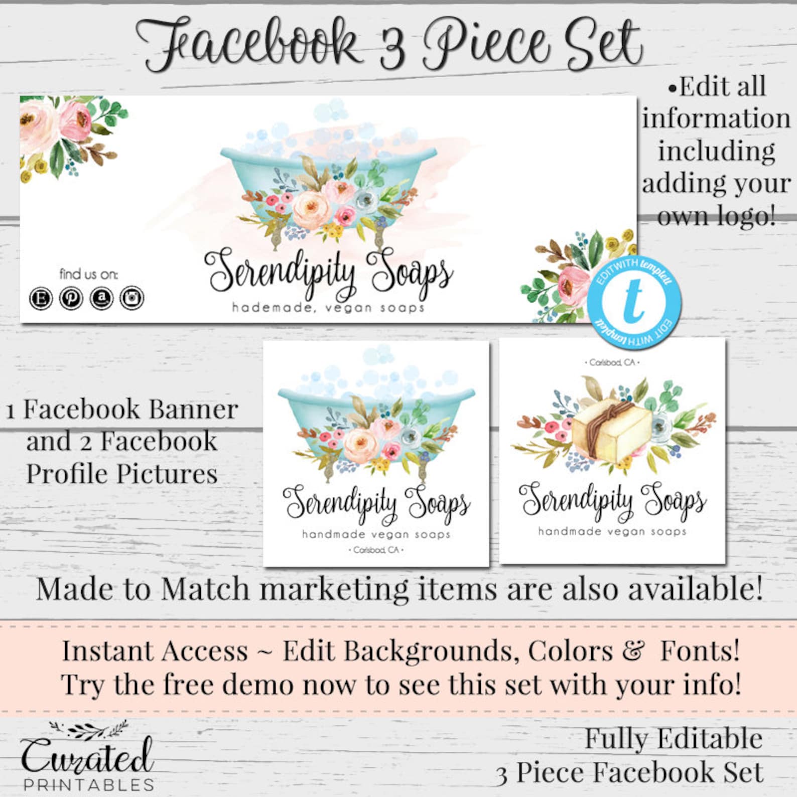 Editable Etsy Cover Photo DIY Etsy Banner Editable Etsy Set - Etsy