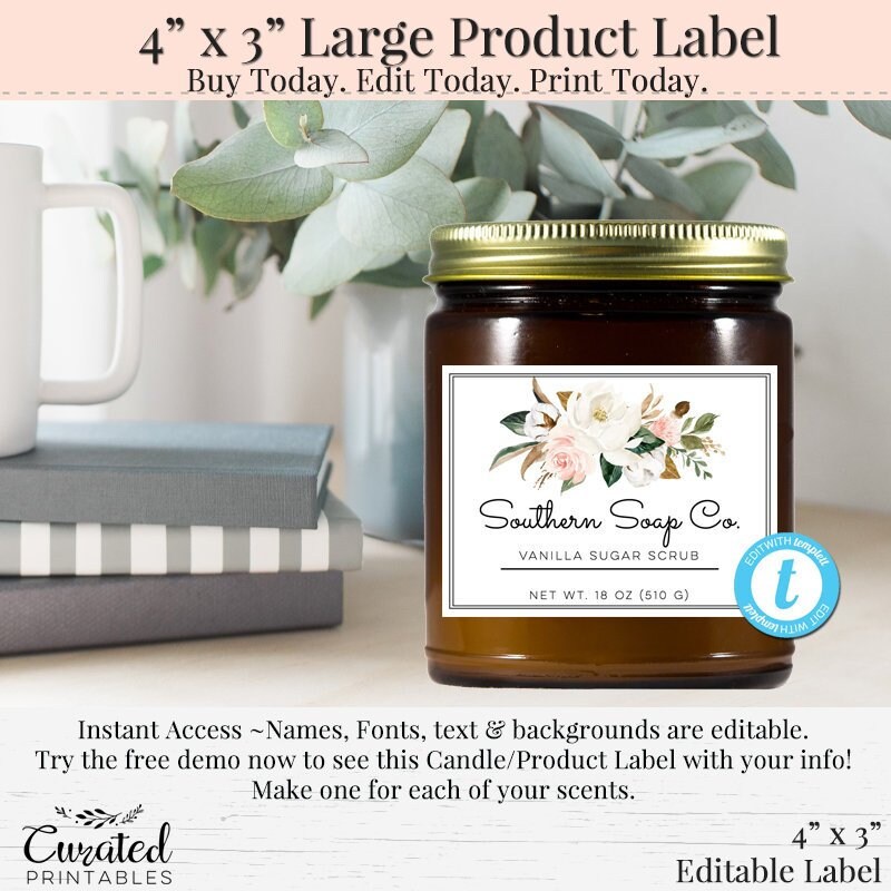 4 x 3 Label Editable Label Bath Label DIY Ingredient Label | Etsy