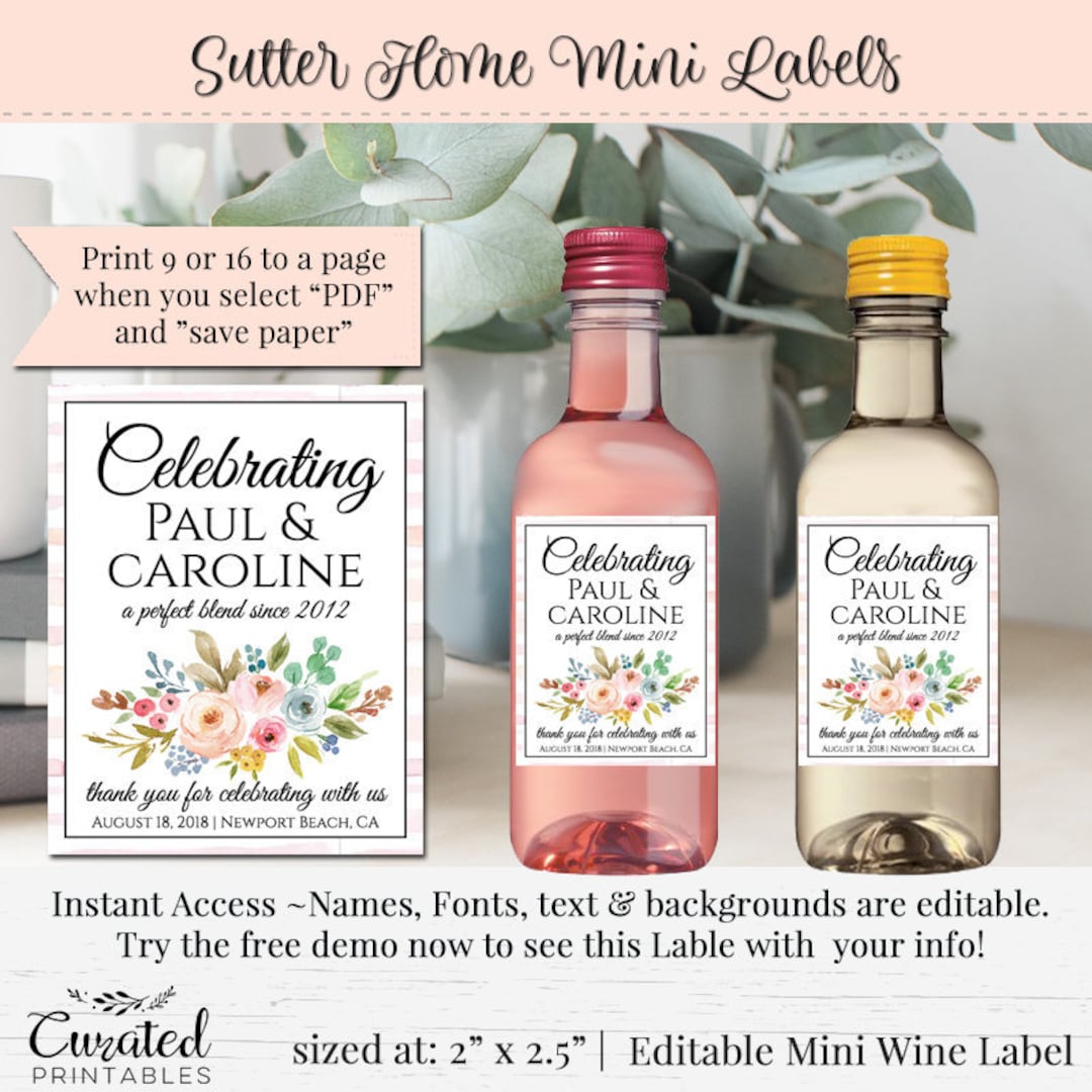 Mini Wine Label, Editable Wine Label, Small DIY Wine Label, DIY Wine ...