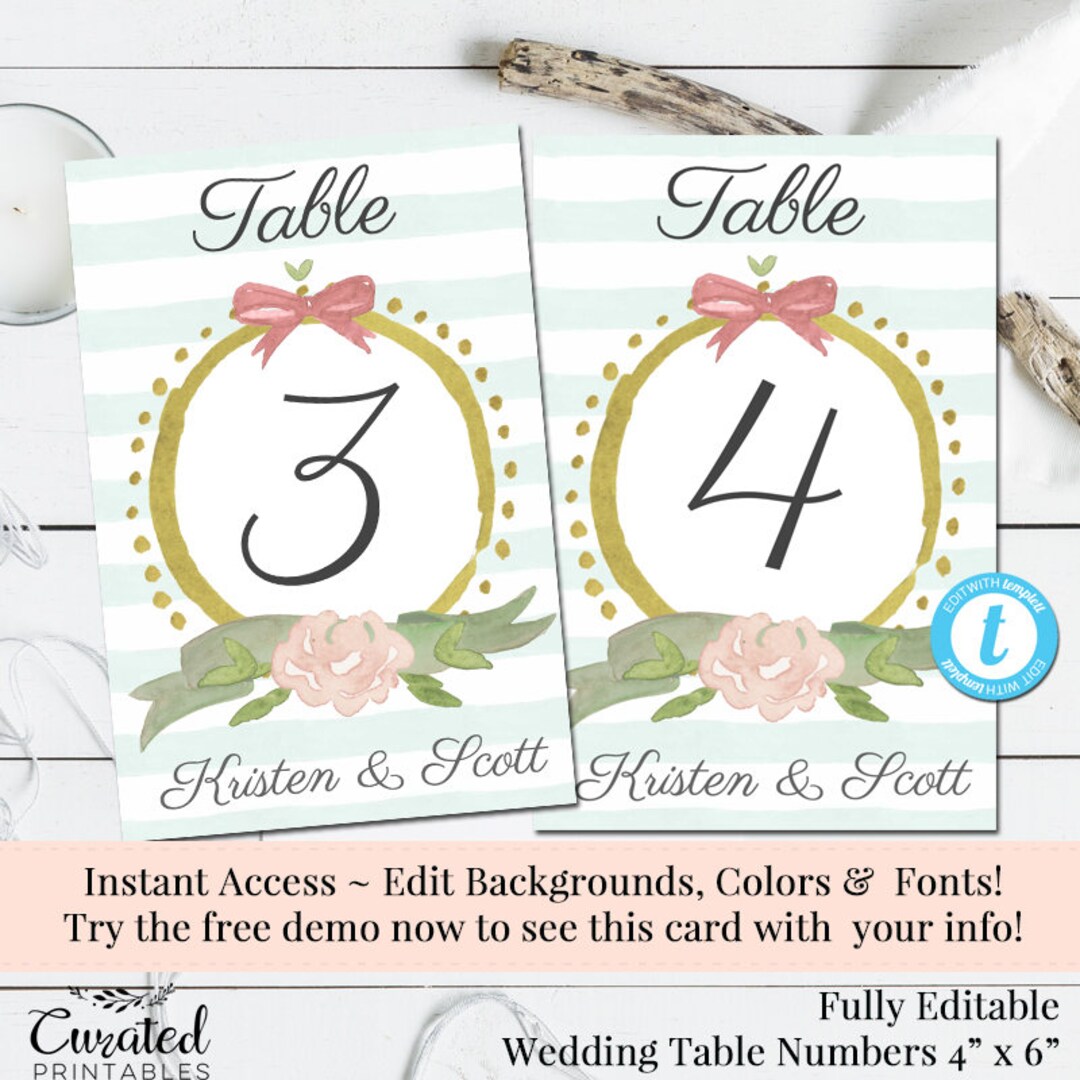 Wedding Table Numbers, Boho Table Numbers, DIY Wedding, Printable ...