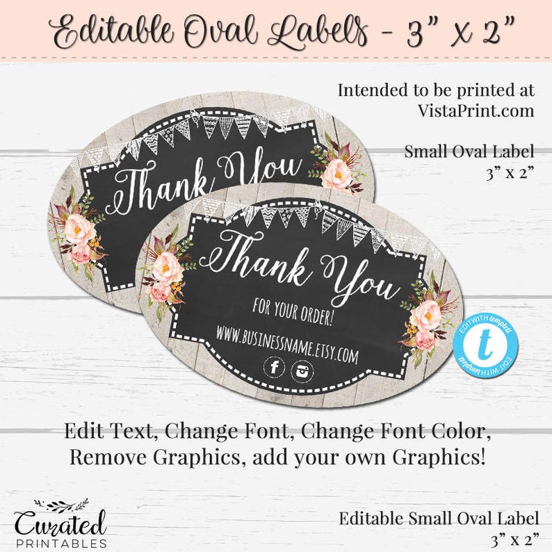 Oval Product Label Editable Label 3 X 2 Oval Sticker DIY - Etsy