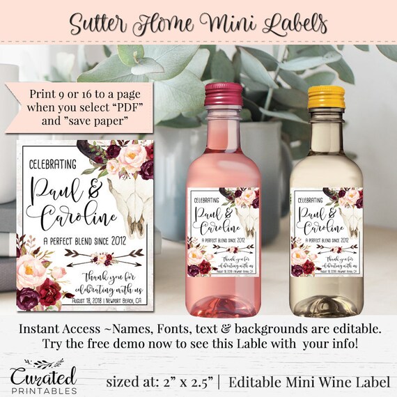 Diy Mini Wine Bottle Labels