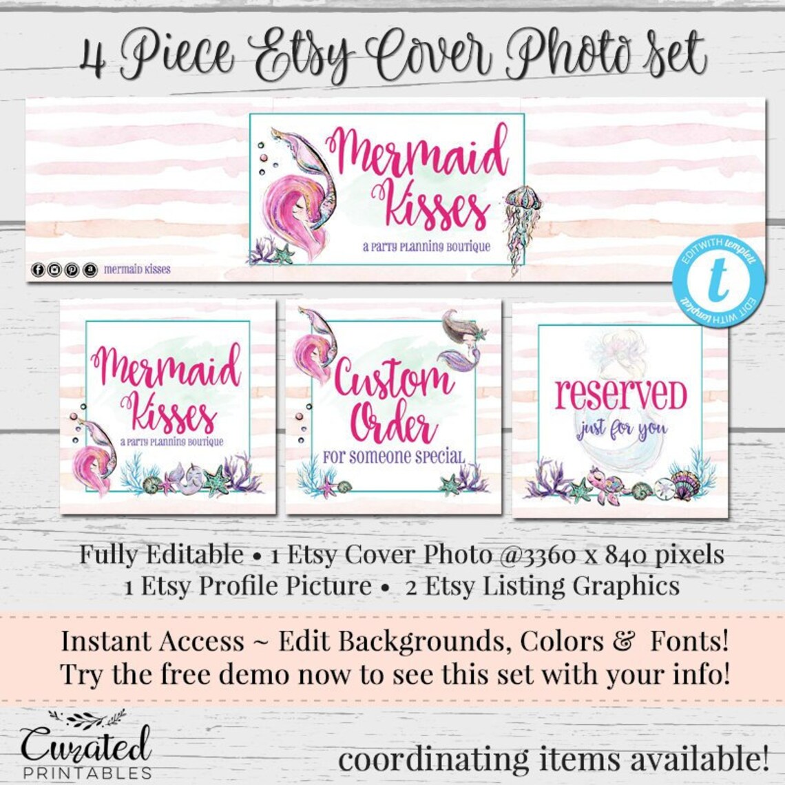 DIY Etsy Cover Photo Etsy Banner Editable Set DIY Etsy Set - Etsy