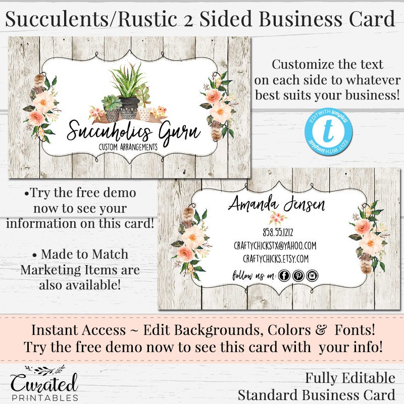 Rustic Business Card - Etsy
