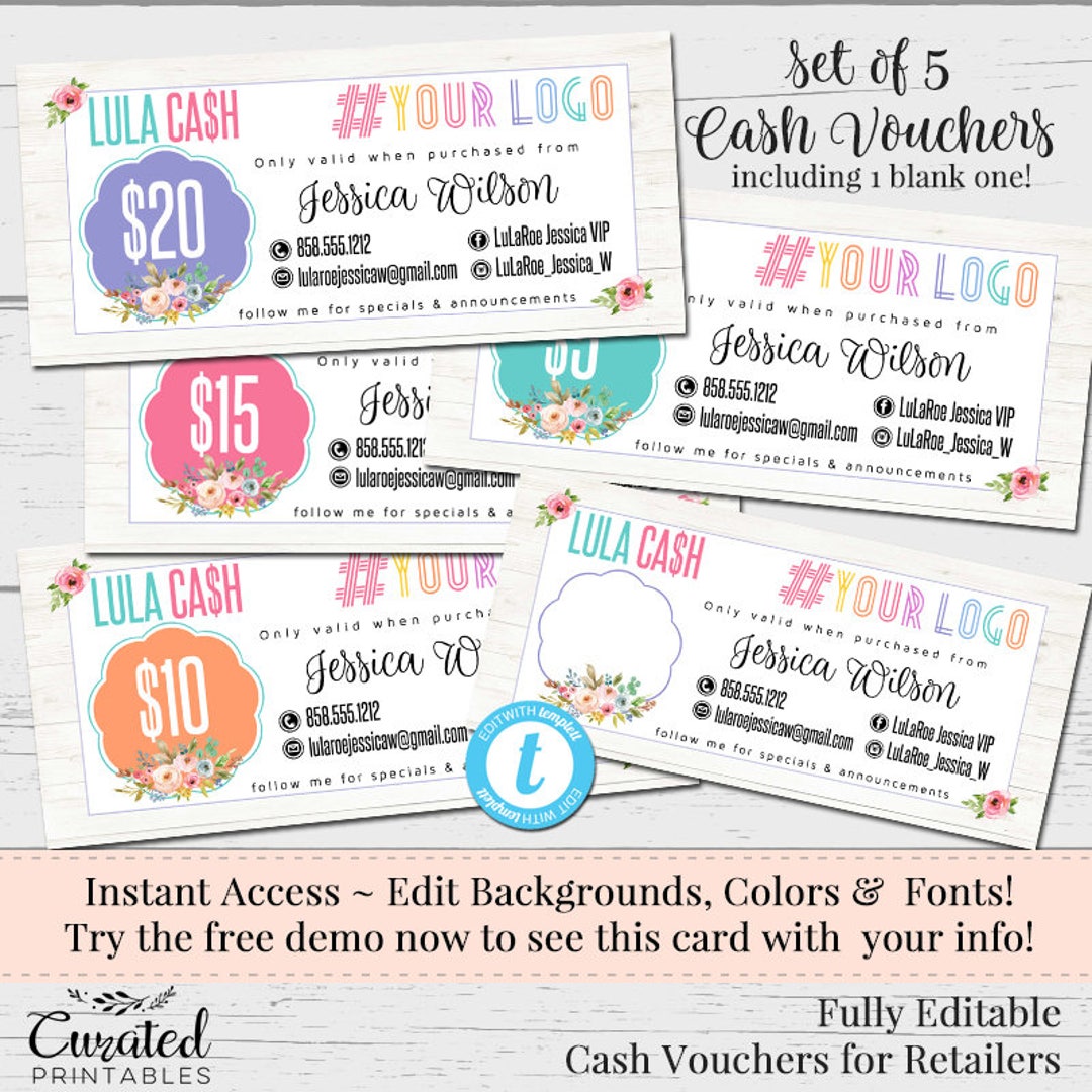 Cash Vouchers, Voucher, Printable Gift Cert, DIY Gift Certificate ...