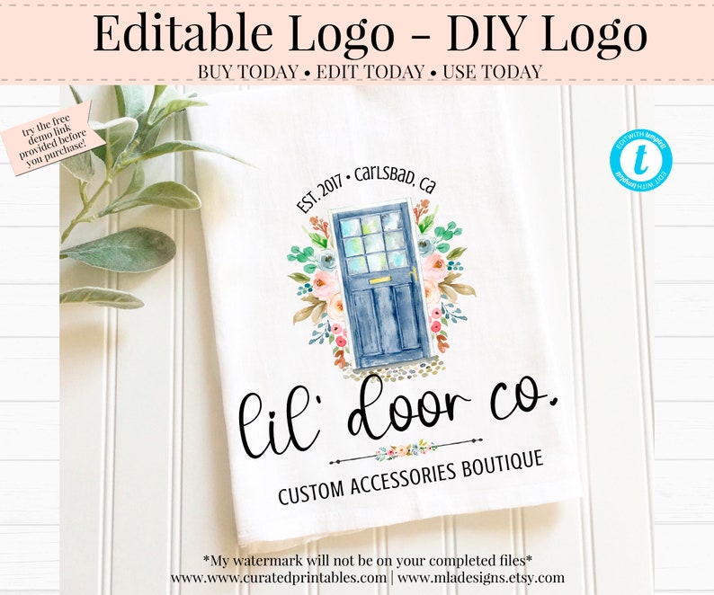 Editable Door Logo, Front Door Logo, Instant Download Logo, DIY Logo ...
