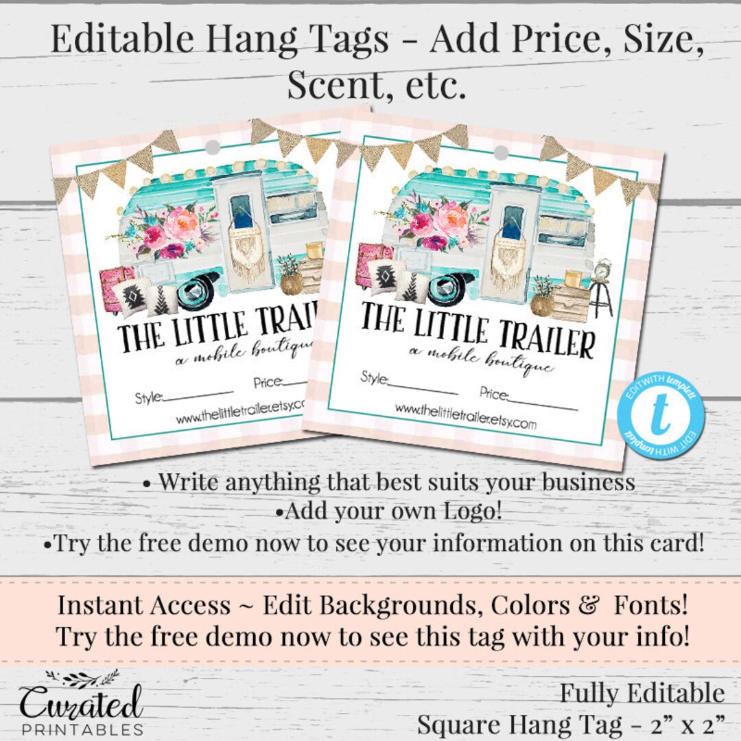 DIY Hang Tag, Editable Hang Tag, Price Tag, DIY Hang Tag, Swing Tag ...