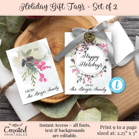 Gift Tag Holiday Gift Tag Price Tag DIY Hang Tag Instant - Etsy