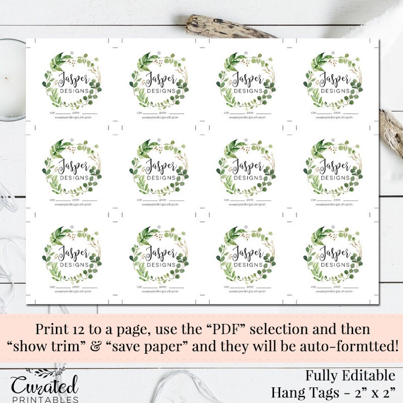 Wreath Hang Tag Editable Hang Tag Price Tag DIY Hang Tag - Etsy