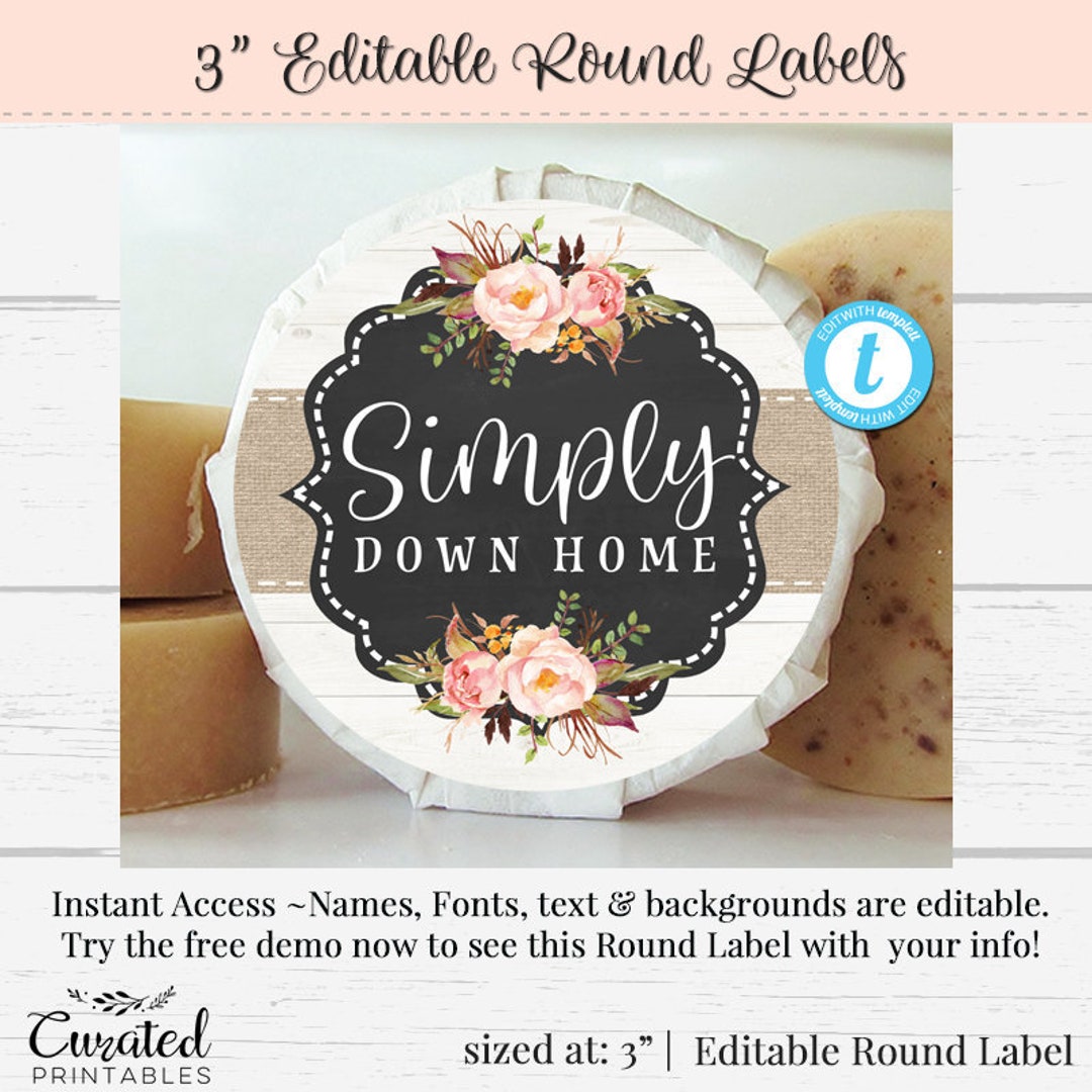Round Sticker, Editable Label, 3 Inch Round Label, Label, DIY Round ...