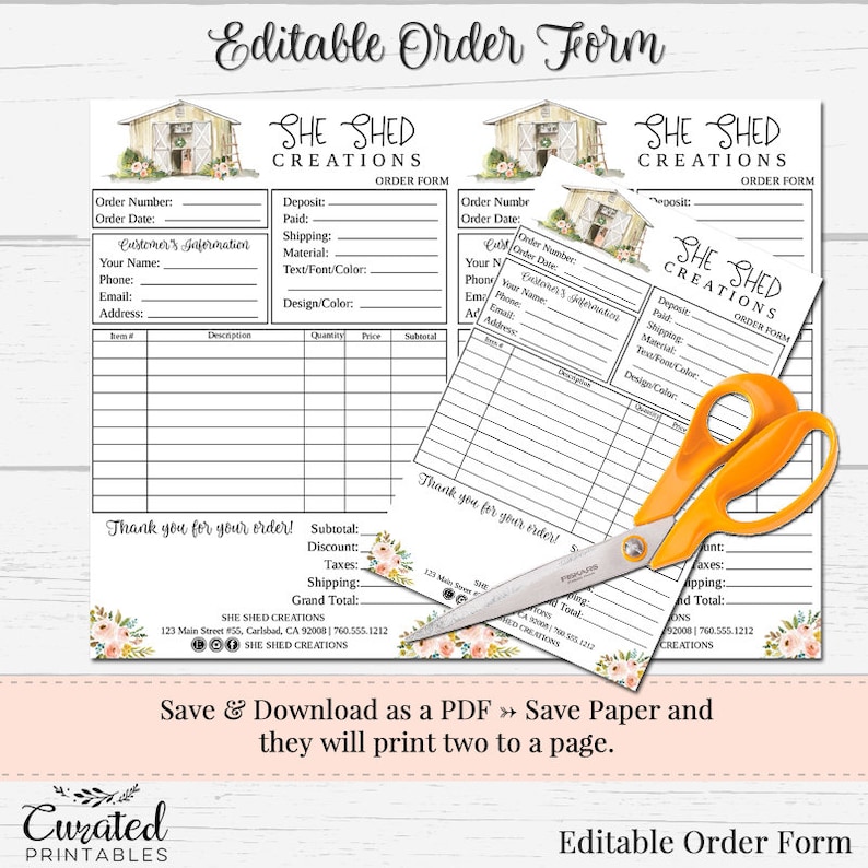 DIY Order Form Customizable Order Form Completely Editable - Etsy