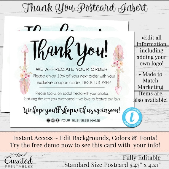 Stationery Postcards Thank you Standard Postcard Paper & Party Supplies ...