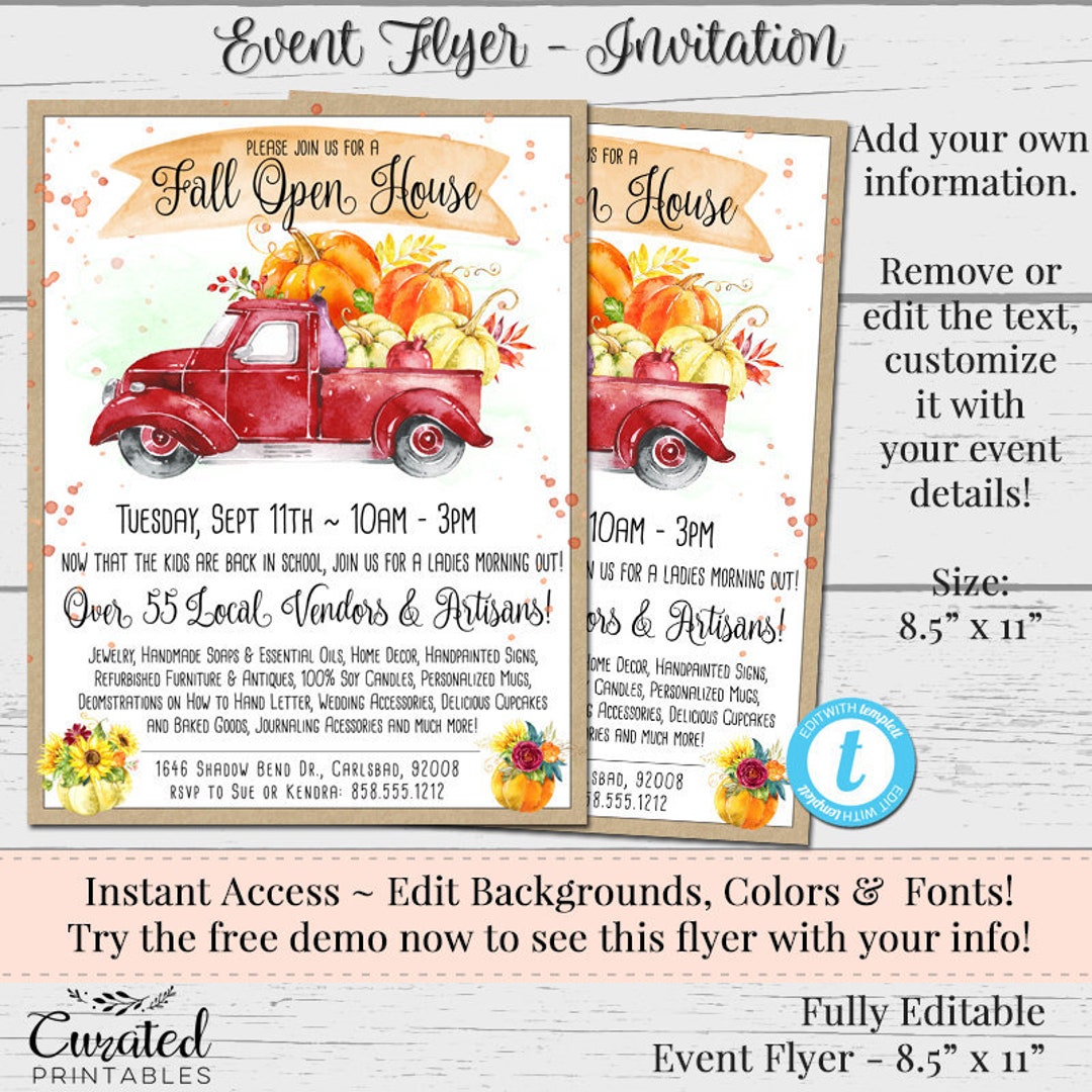 Fall Event Flyer, Custom Flyer, Vendor Flyer,fall Market Flyer, DIY ...