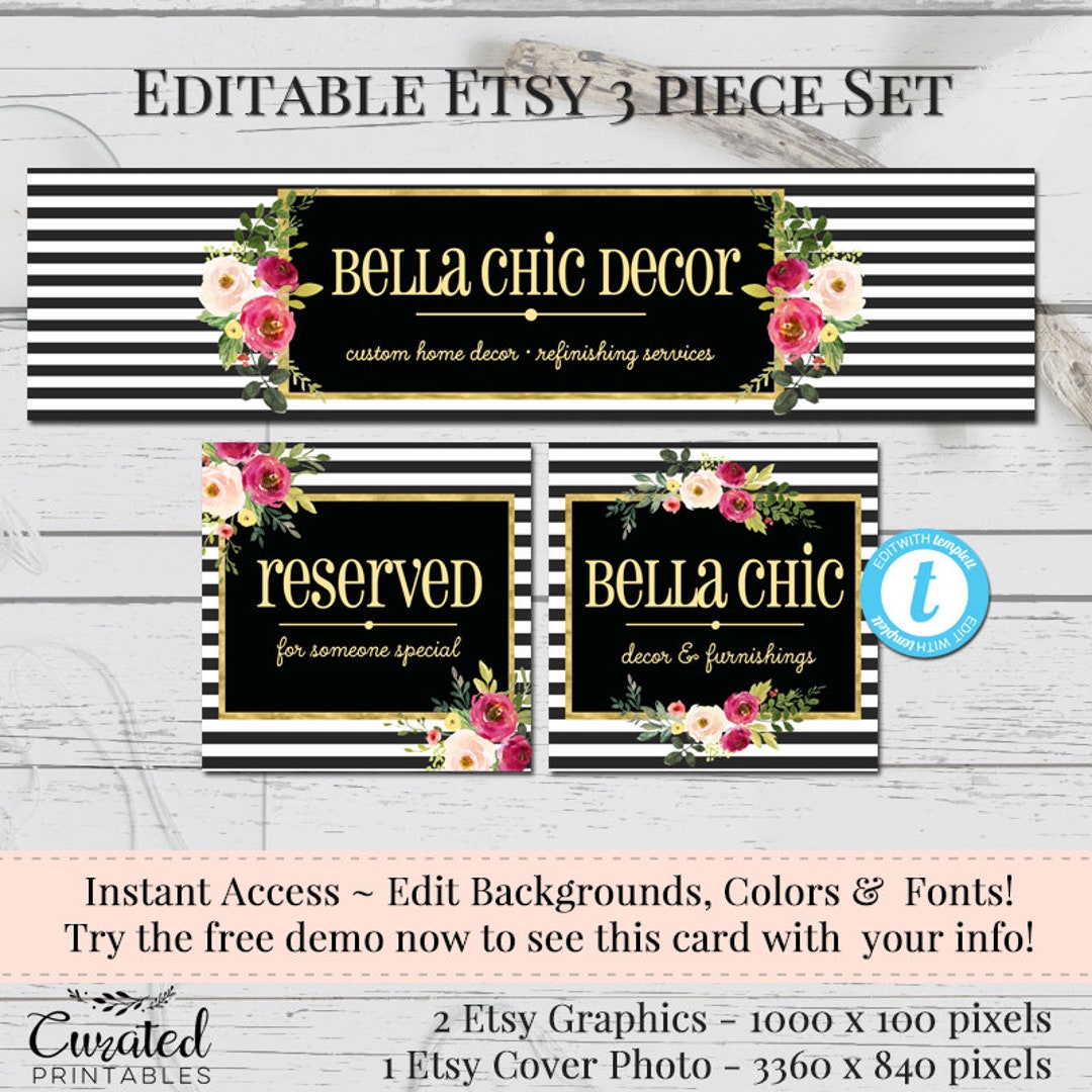 Etsy Cover Photo, DIY Etsy Banner, Editable Etsy Set, DIY Etsy Set ...
