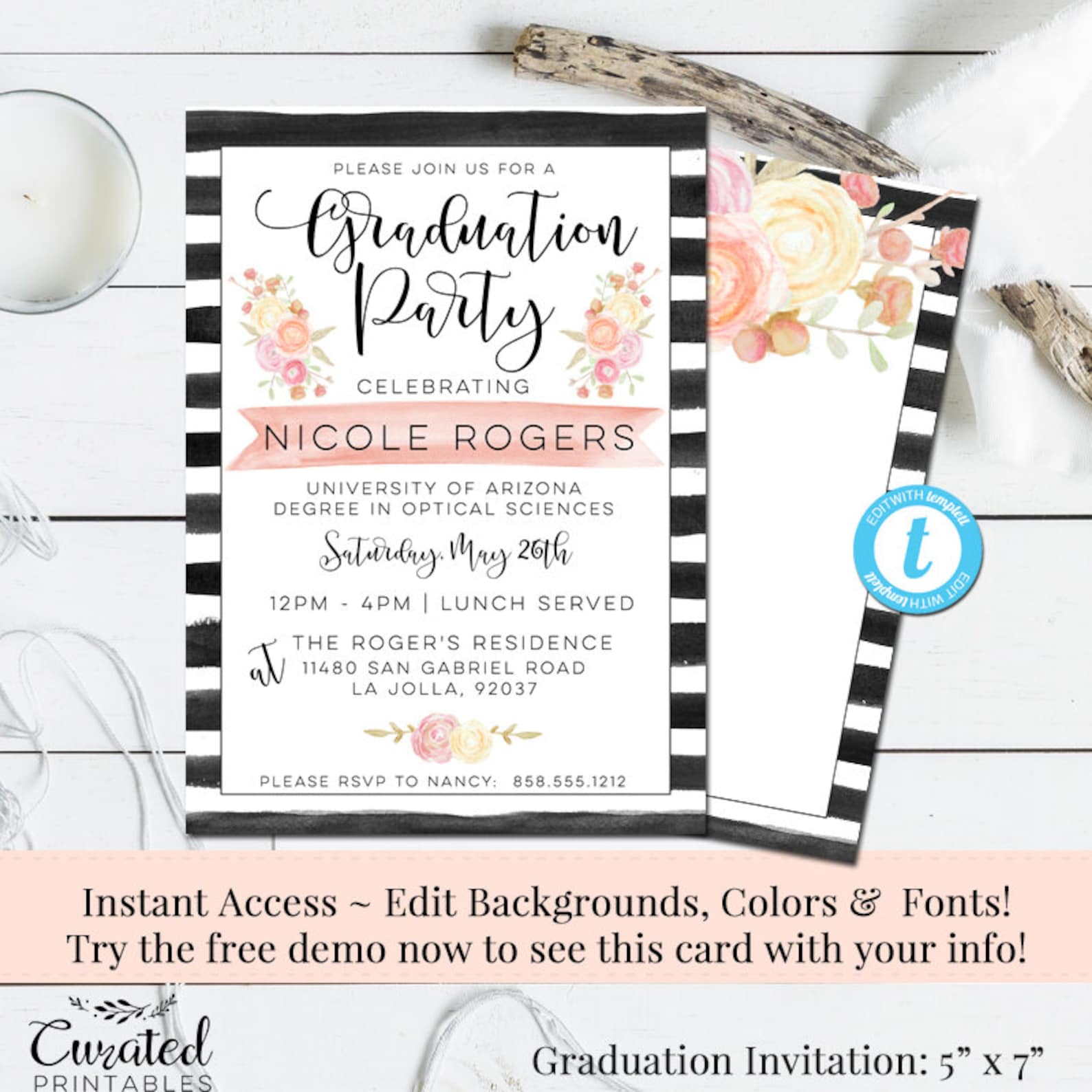 Graduation Invitation Promotion Invitation Template - Etsy