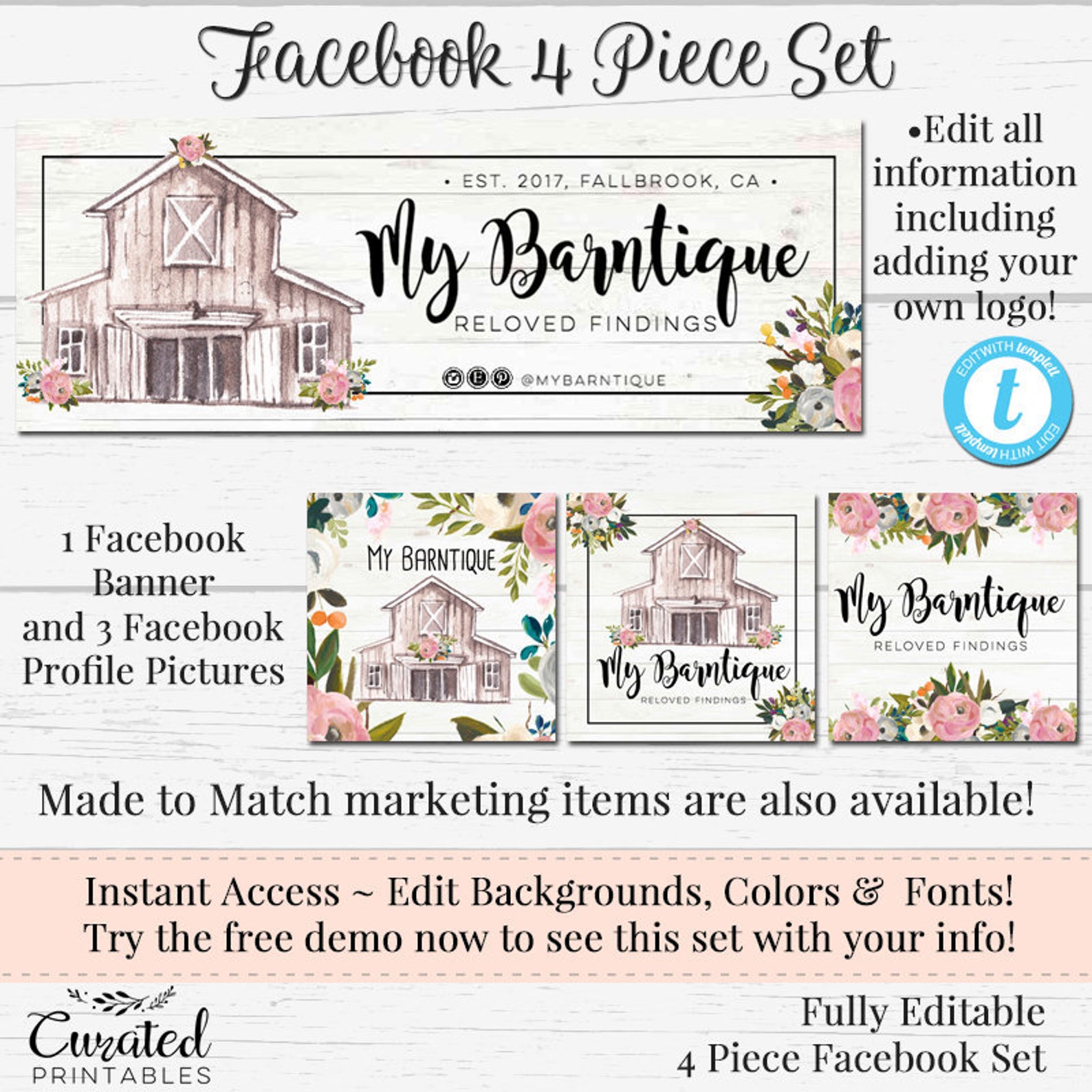 DIY Barn Facebook Set Customizable Facebook DIY Facebook - Etsy