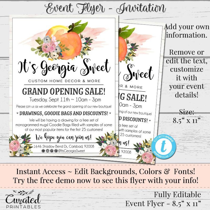 Event Flyer Custom Flyer DIY Flyer Invitation for Vendors | Etsy