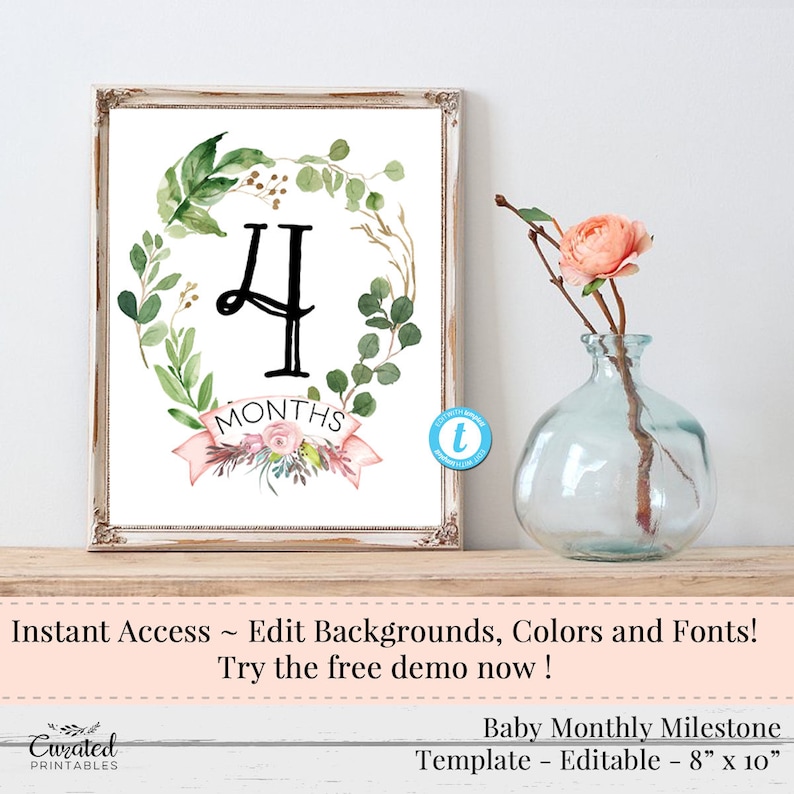 Baby Monthly Milestone Monthly Milestone Template Milestone | Etsy