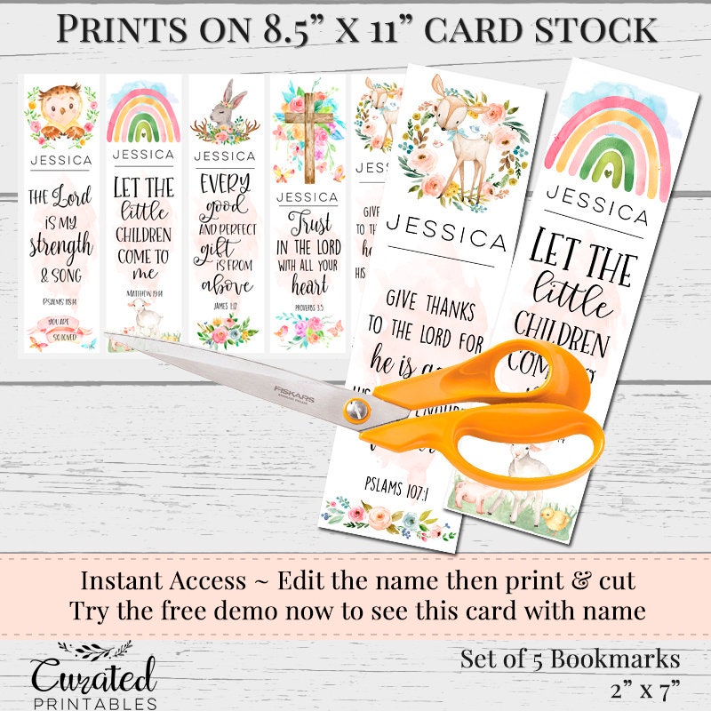 Printable Bible Verse Bookmarks, Bookmarks for Children, Personalized ...
