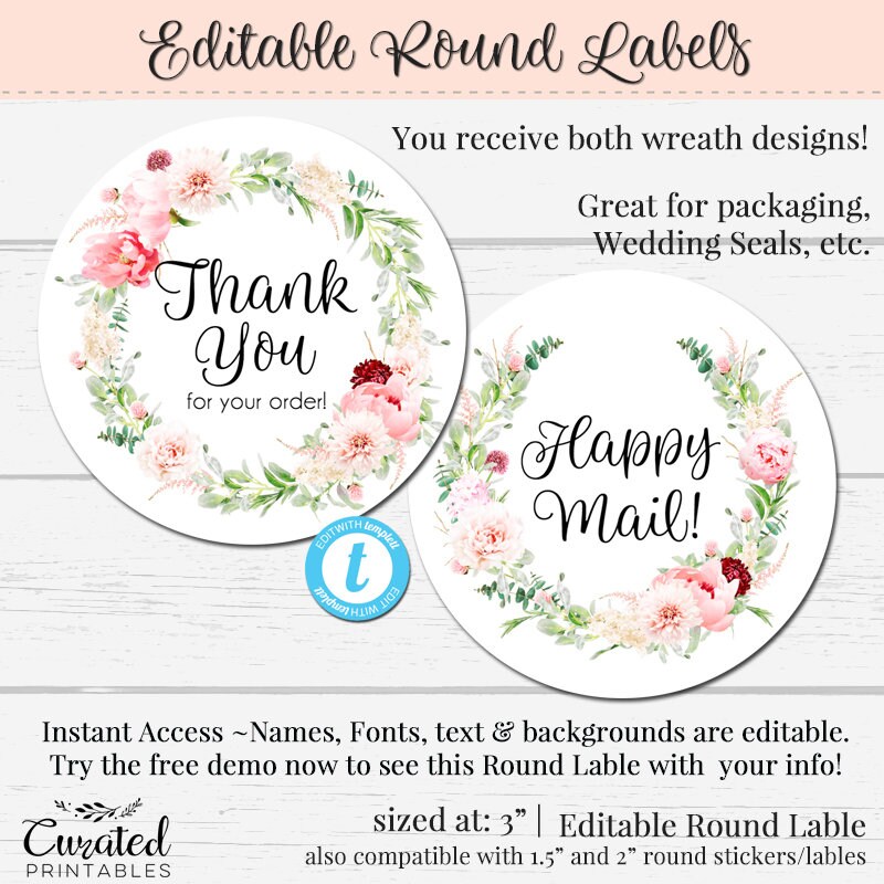 Round Label Editable Label 3 Inch Round Label Label DIY | Etsy