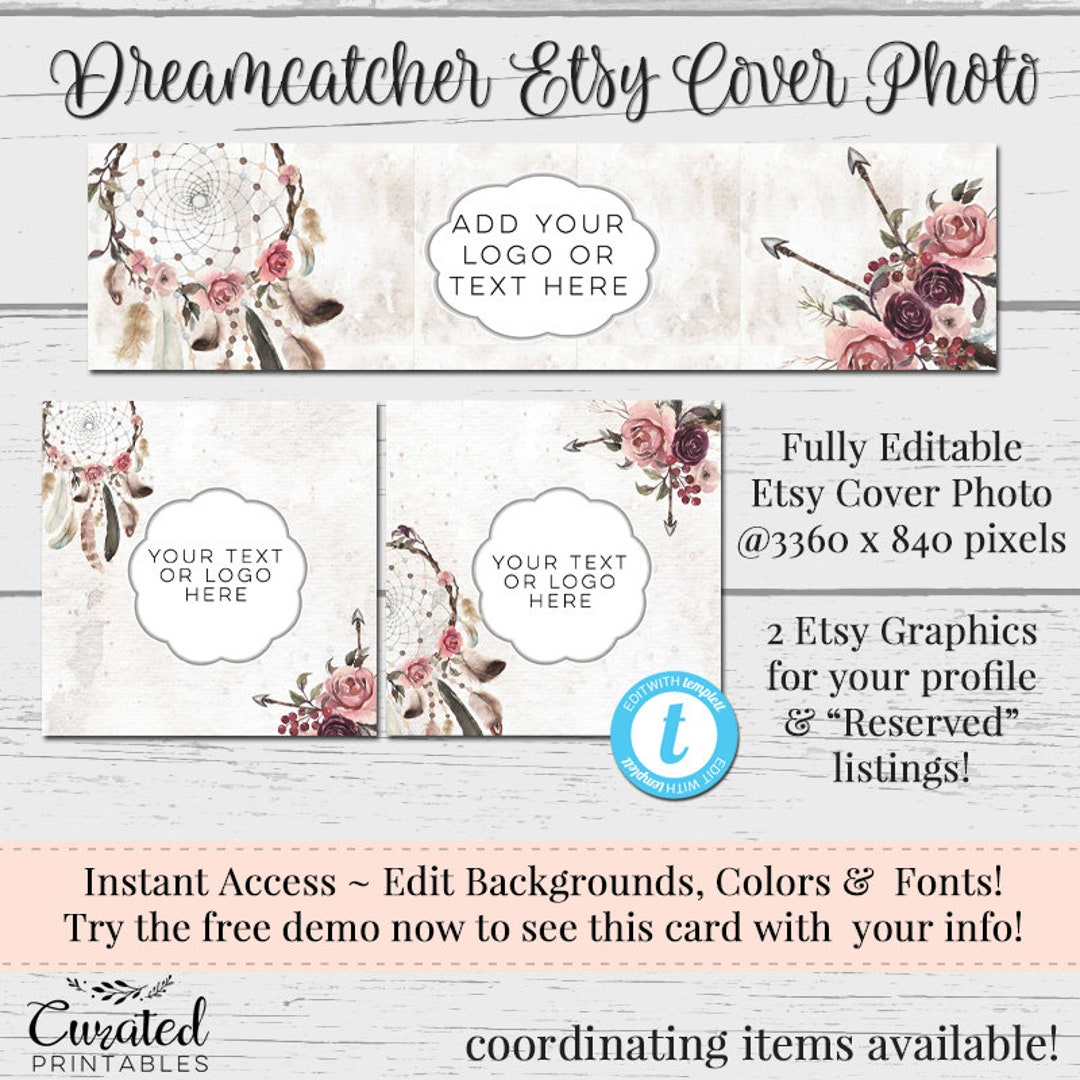 Etsy Cover Photo, DIY Etsy Banner, Editable Etsy Set, DIY Etsy Set ...