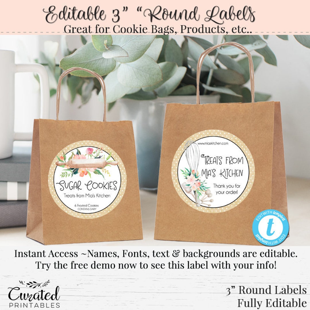 Round Sticker, Editable Label, 3 Inch Round Label, Jar Label, DIY Round ...