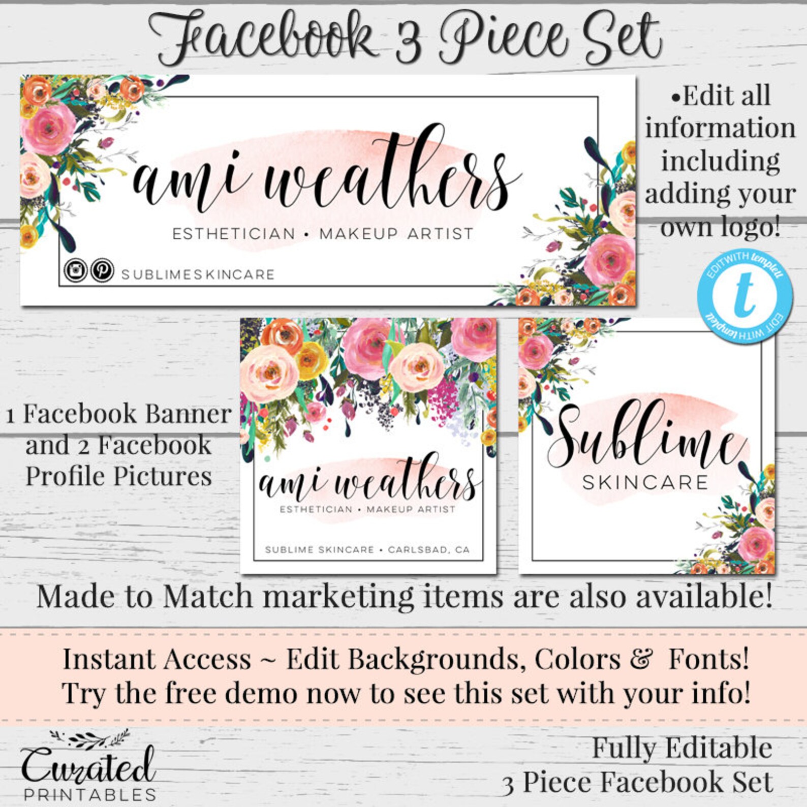 Square Product Label Editable Label Bath Product Label DIY - Etsy