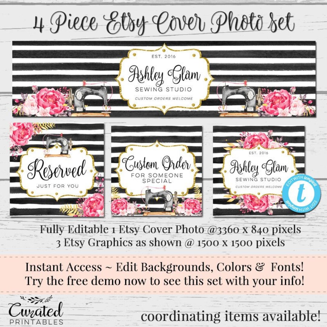 DIY Etsy Cover Photo, Etsy Banner, Editable Set, DIY Etsy Set ...