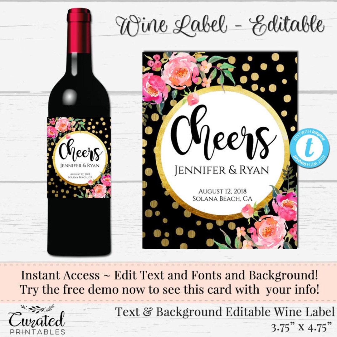 Wedding Wine Label, Editable Wine Label, Custom Wedding Wine Label, DIY ...