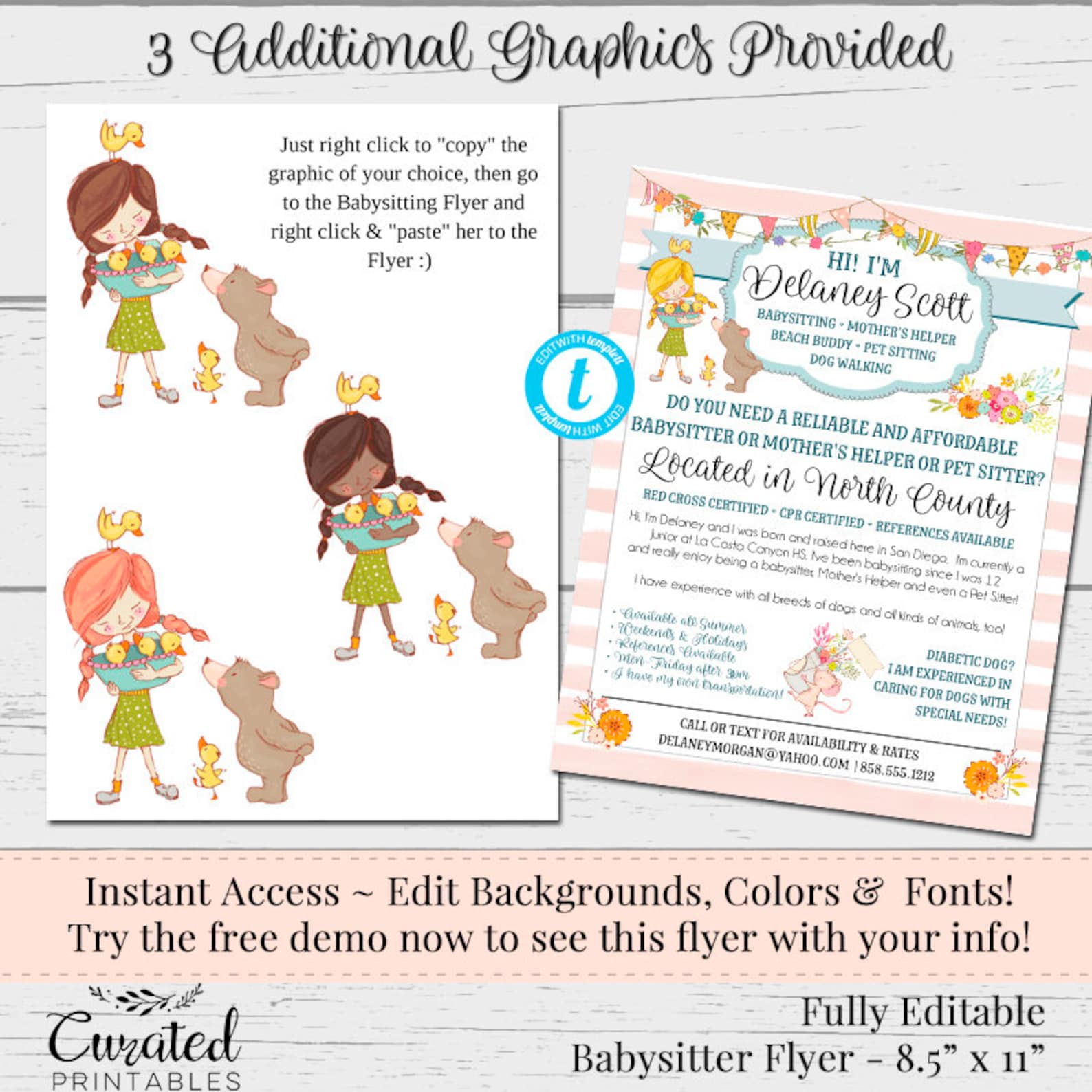 Babysitter Flyer Child Care Flyer Mother's Helper Flyer - Etsy