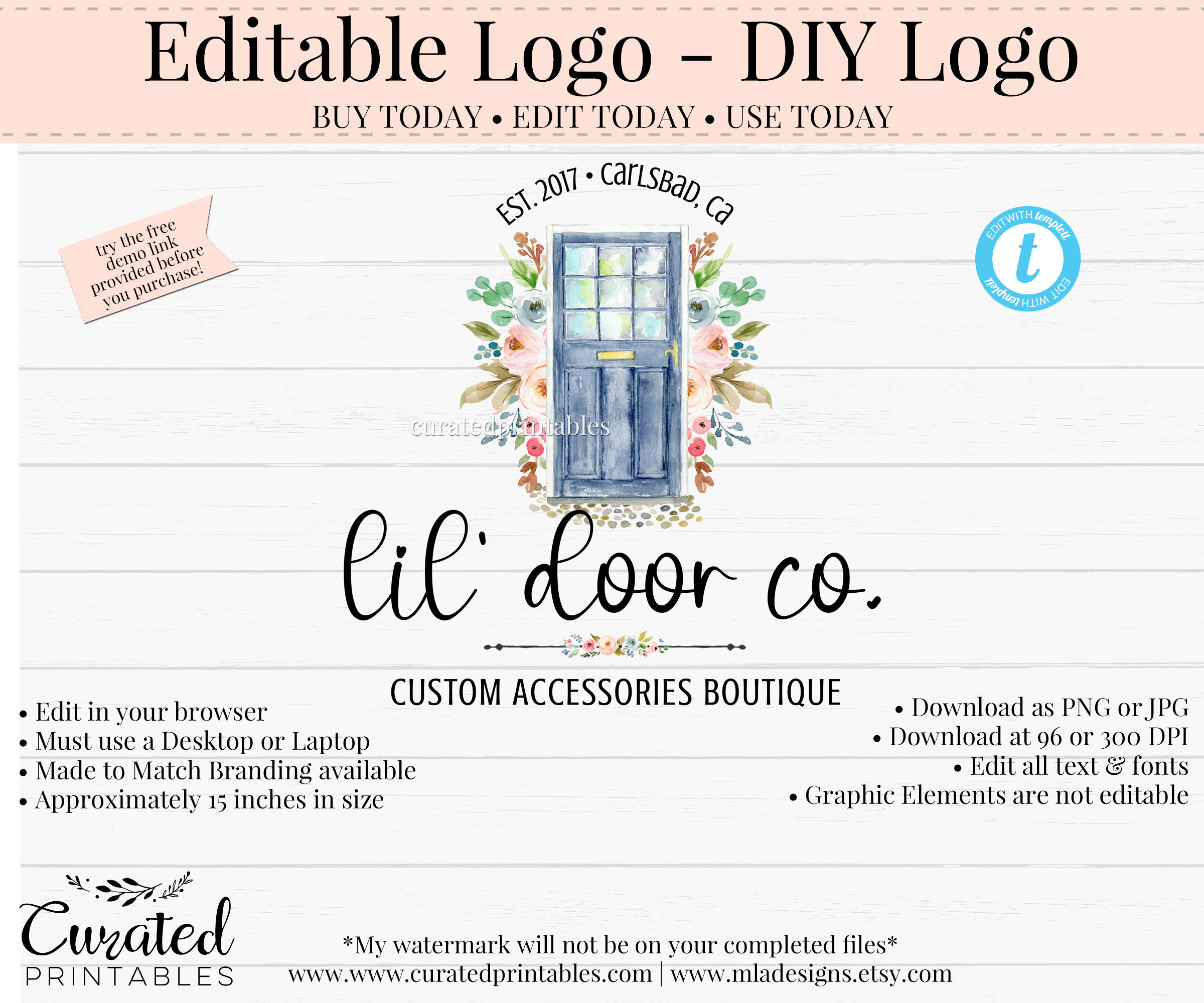 Editable Door Logo Front Door Logo Instant Download Logo - Etsy