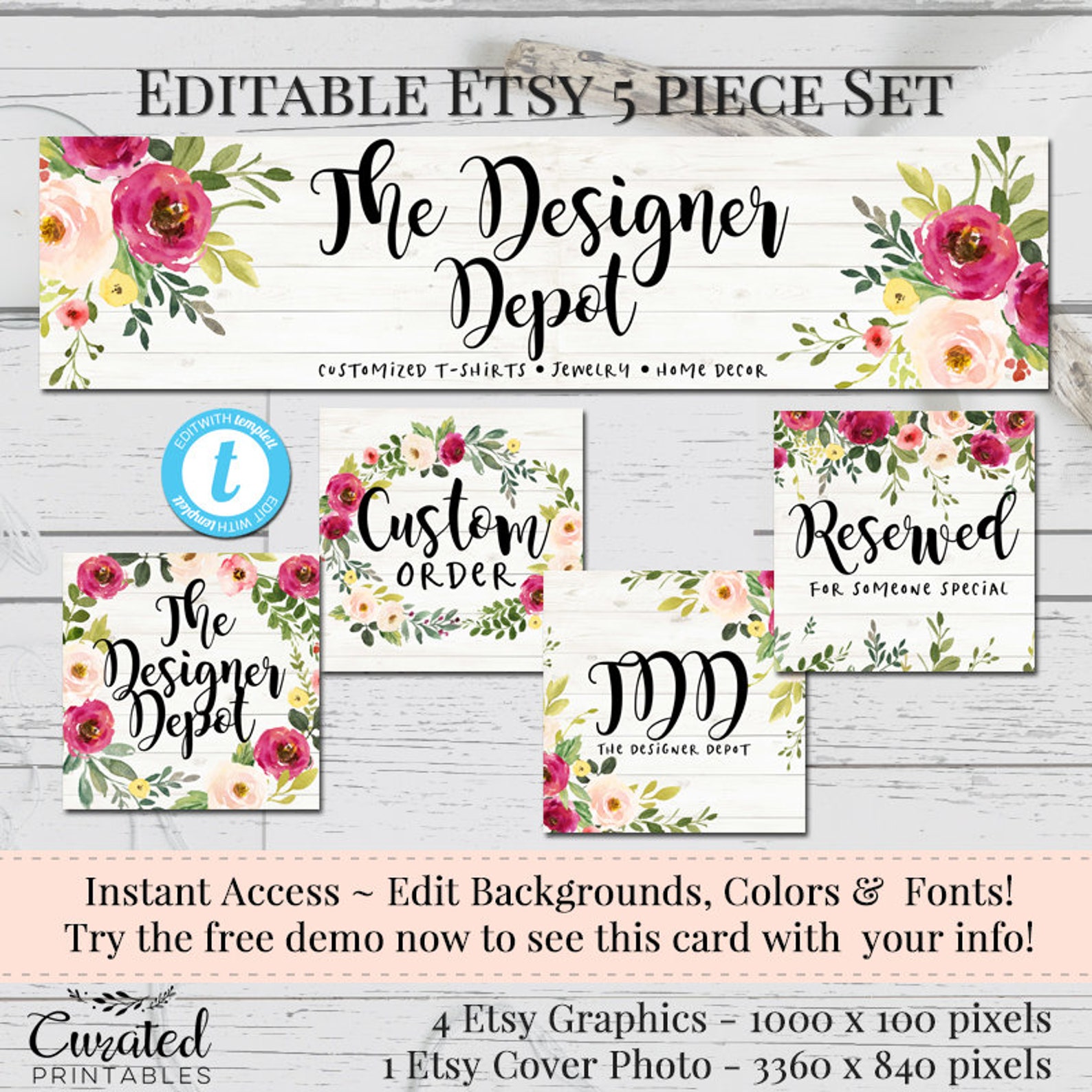 Etsy Cover Photo DIY Etsy Banner Editable Etsy Set DIY Etsy - Etsy