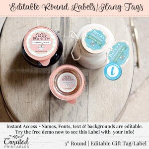 Round Product Label, Editable Label, 3 Inch Round Label, Jar Label, DIY ...