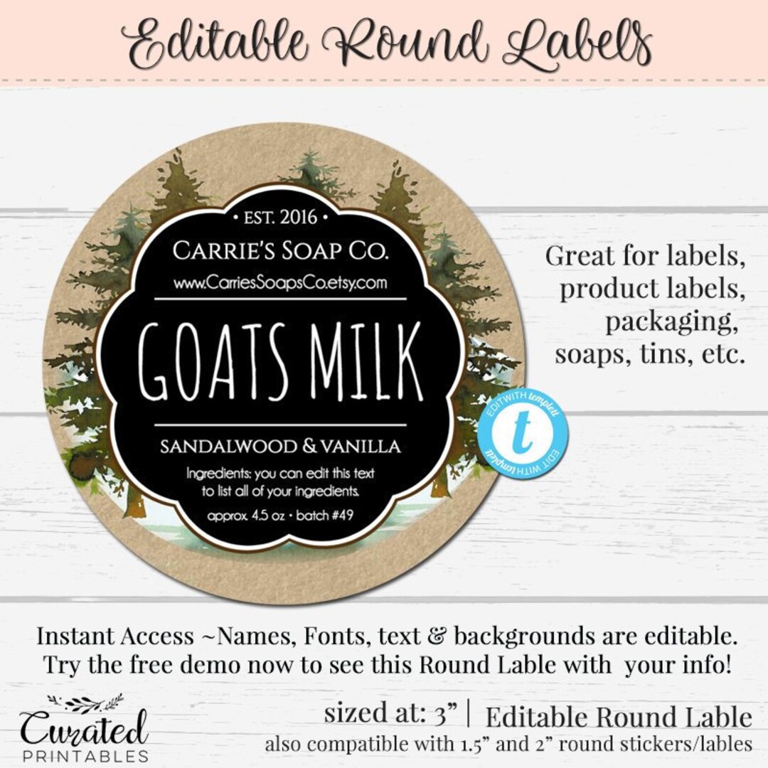 Round Candle Label, Editable Label, 3 Inch Roundlabel, Product Label ...