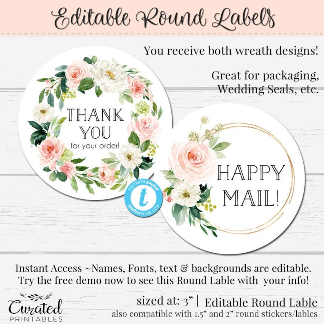 Round Sticker, Editable Label, 3 Inch Round Label, Jar Label, DIY Round ...