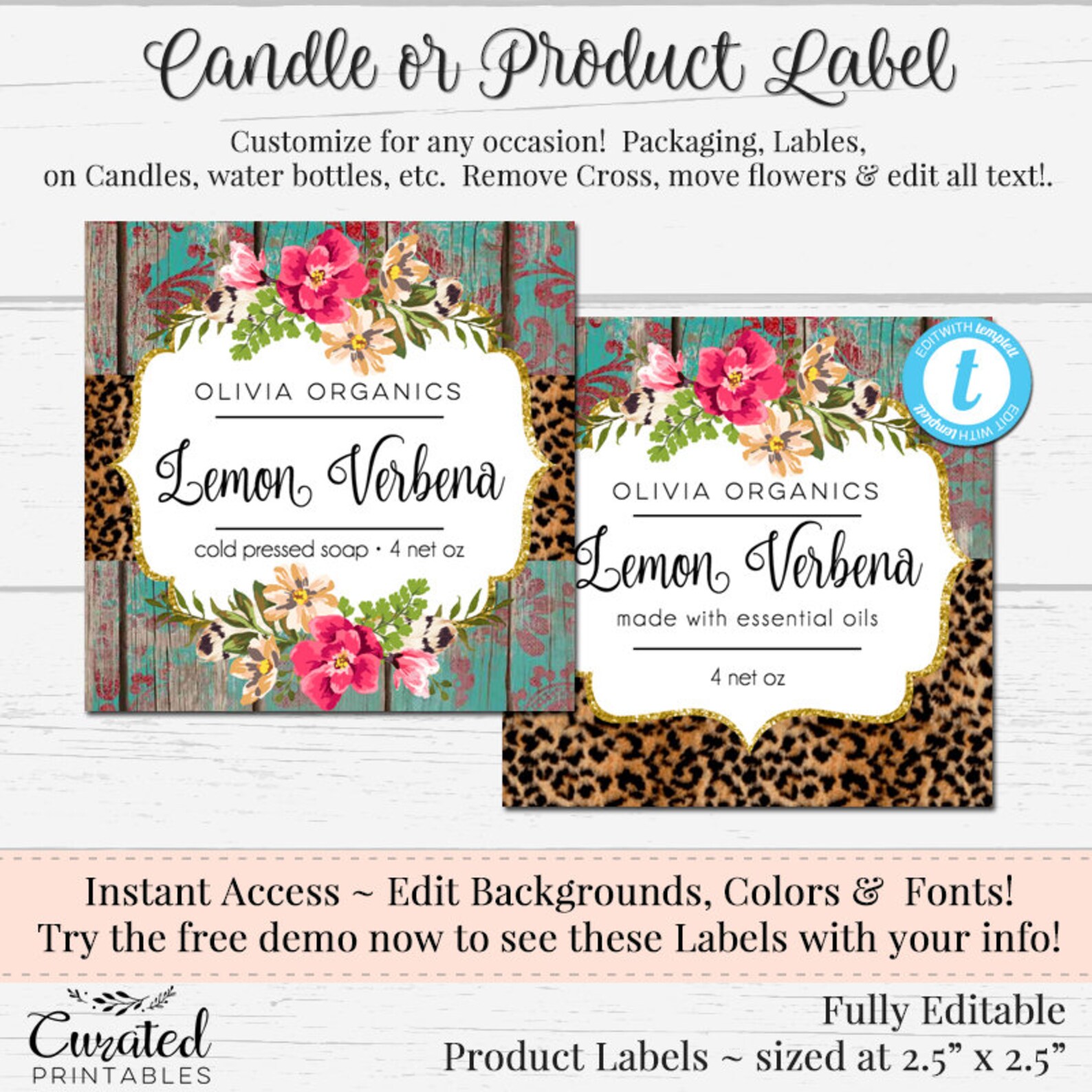 Oval Product Label, Editable Label, 3 X 2 Oval Sticker, DIY Ingredient ...