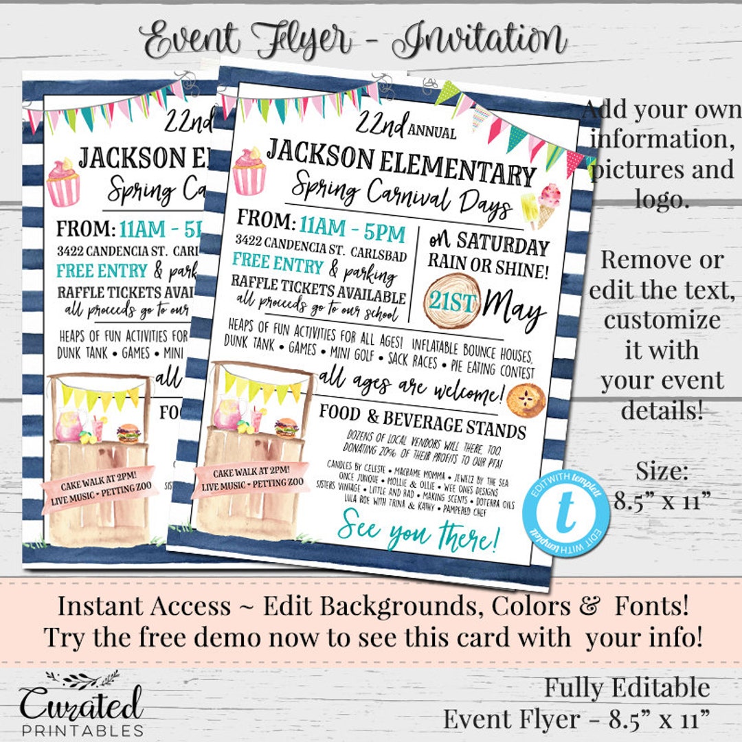 School Carnival Flyer, Custom Flyer, Vendor Flyer, Invitation Vendors ...
