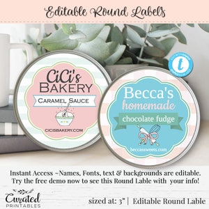 Round Product Label, Editable Label, 3 Inch Round Label, Jar Label, DIY ...