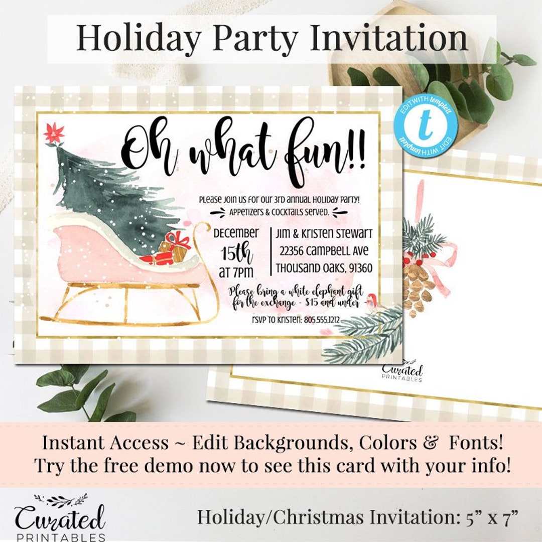 Holiday Invitation, Christmas Invitation, Holiday Printable DIY, DIY ...