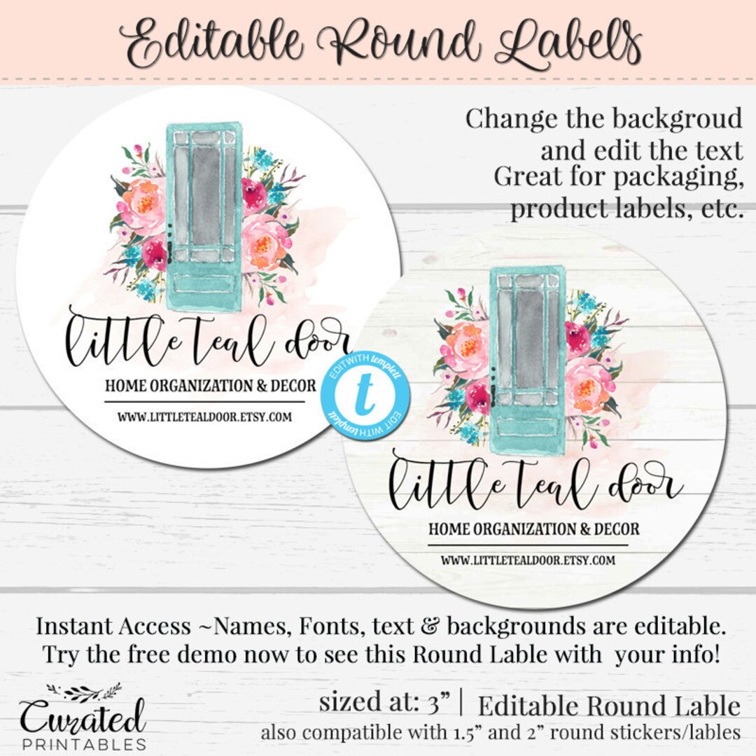 Round Sticker, Editable Label, 3 Inch Round Label, Label, DIY Round ...