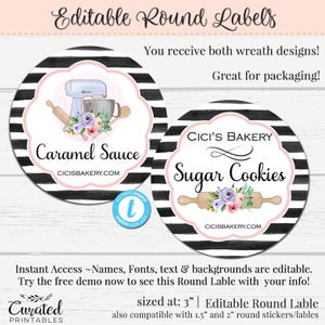 Round Product Label, Editable Label, 3 Inch Round Label, Jar Label, DIY ...