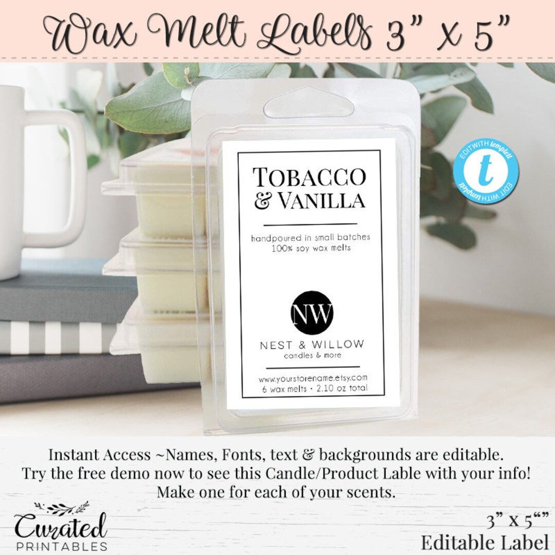 Large Wax Melts Label, Editable Label, DIY Product Label, DIY ...