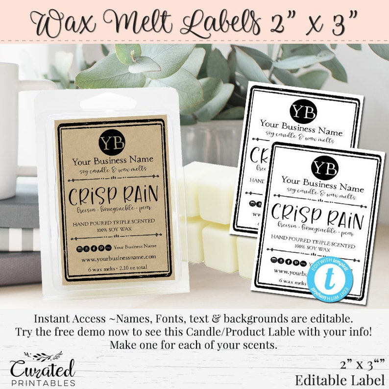 Wax Melts Label Editable Label DIY Product Label DIY - Etsy