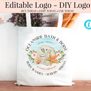 Editable Logo, Beach Logo, Shell Logo, Bath and Body Logo, Coastal Logo ...