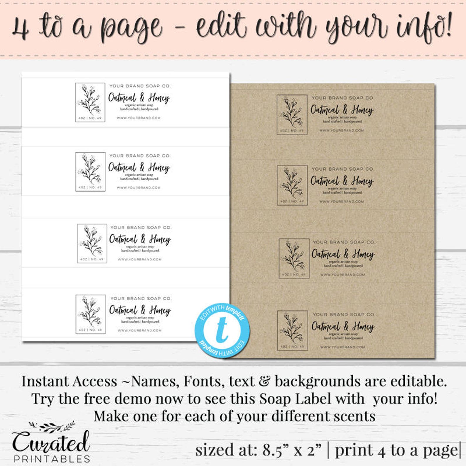 Soap Label Editable Label Bath Product Label DIY Ingredient | Etsy Canada