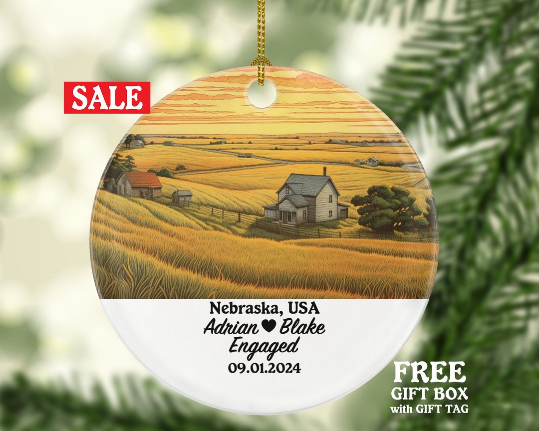 Nebraska Christmas Ornament Personalized - NE Engaged Married Family ...