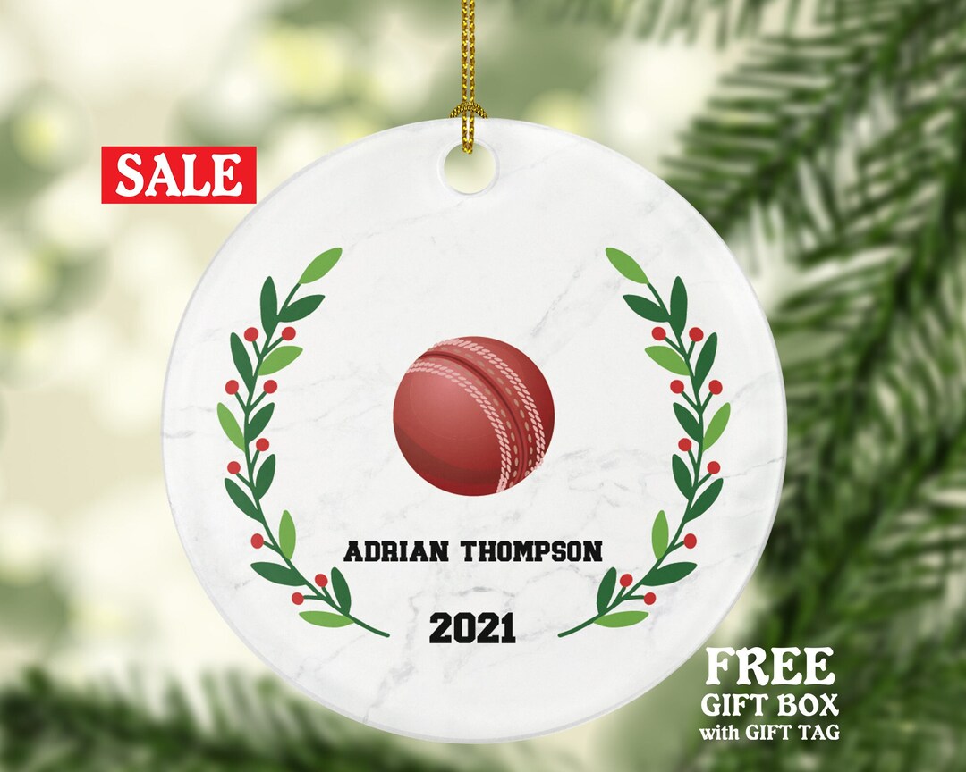 Cricket Ball Christmas Ornament Personalized, Cricket Ball, Custom Name ...