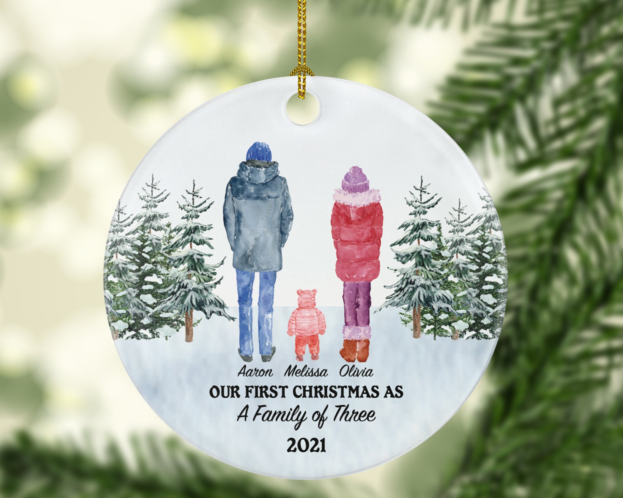 Our First Christmas as a Family of 3 Ornament New Baby Girl - Etsy