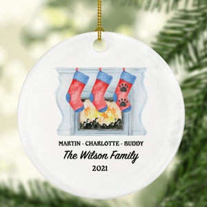 Fireplace Mantel Stockings Family Personalized Christmas Ornament ...